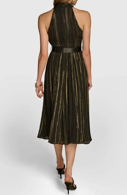 Donna Karan New York Metallic Belted Midi Dress In Black/Gold - 40% Off |  Editorialist