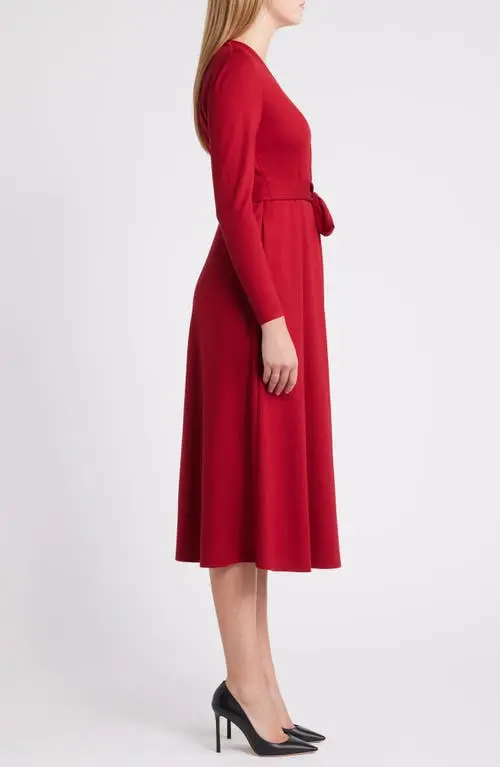 Anne Klein Serenity Long Sleeve Faux Wrap Dress In Titian Red - 50% Off |  Editorialist