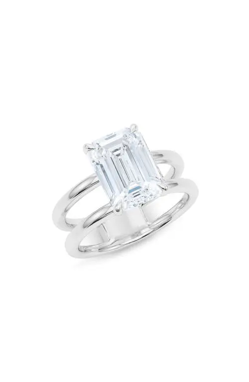 HAUTECARAT Emerald Cut Lab Grown Diamond Ring - 4.00ctw 18k White Gold