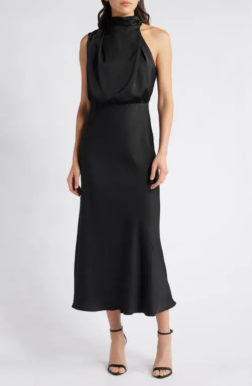 Lulus Distinctive Charm Asymmetric Satin Cocktail Dress In Black - 60% Off  | Editorialist