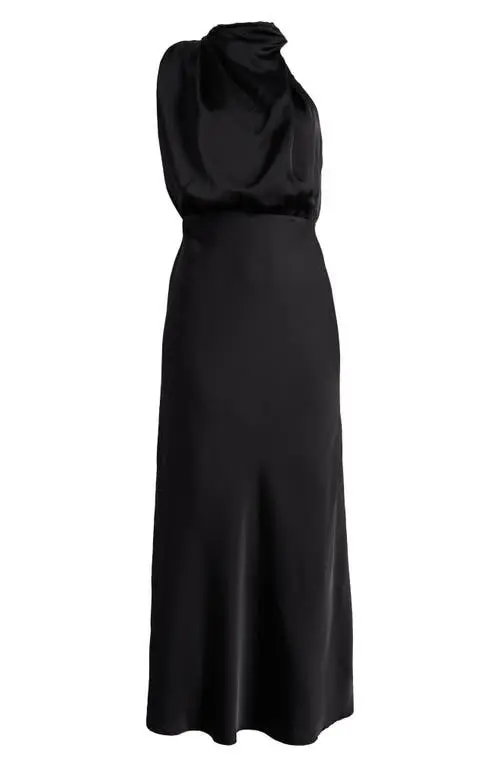 Lulus Distinctive Charm Asymmetric Satin Cocktail Dress In Black - 60% Off  | Editorialist
