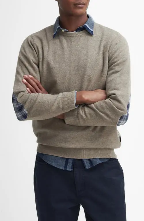 Barbour Marlow Elbow Patch Merino Wool & Cashmere Sweater - Stone
