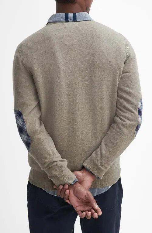 Barbour Marlow Elbow Patch Merino Wool & Cashmere Sweater - Stone