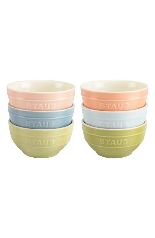 STAUB 6-piece Ceramic Bowls - Green/blue/pink