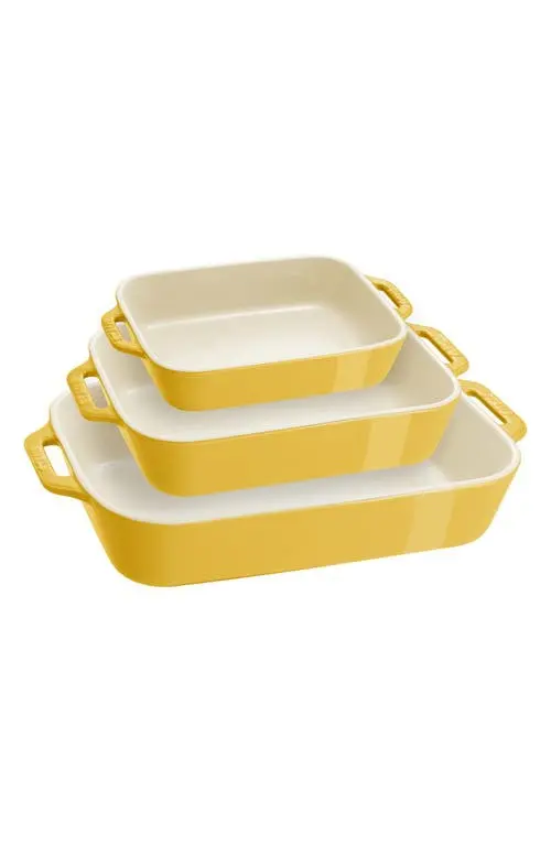 STAUB 3-piece Ceramic Rectangular Baking Dishes - Citron