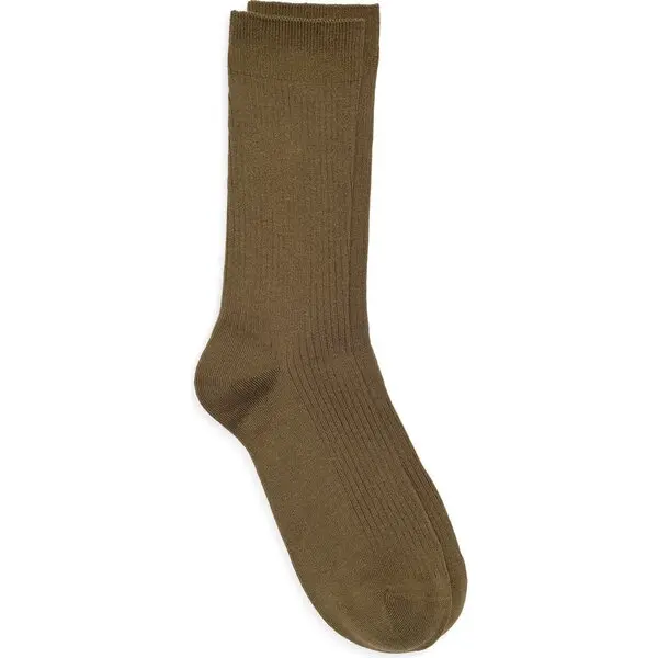 Nordstrom Ribbed Crew Socks - Olive Dark