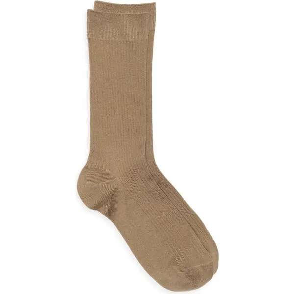 Nordstrom Ribbed Crew Socks - Tan Greige