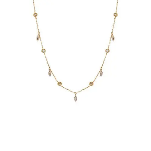 BY ADINA EDEN Diamond Bezel X Pave Shaker Necklace 14k