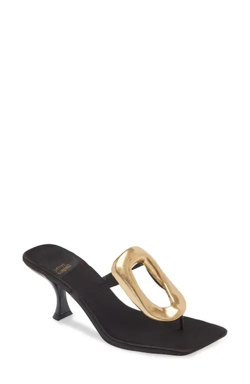Jeffrey Campbell Linq Up Sandal - Black Satin Gold