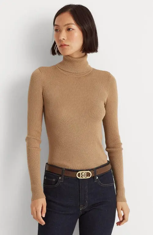 Ralph Lauren Ribbed Turtleneck Sweater - Classic Camel