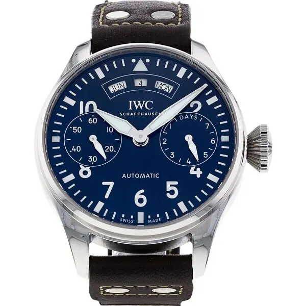 WATCHFINDER & CO. Big Pilot's Automatic Leather Strap Watch - Black/blue