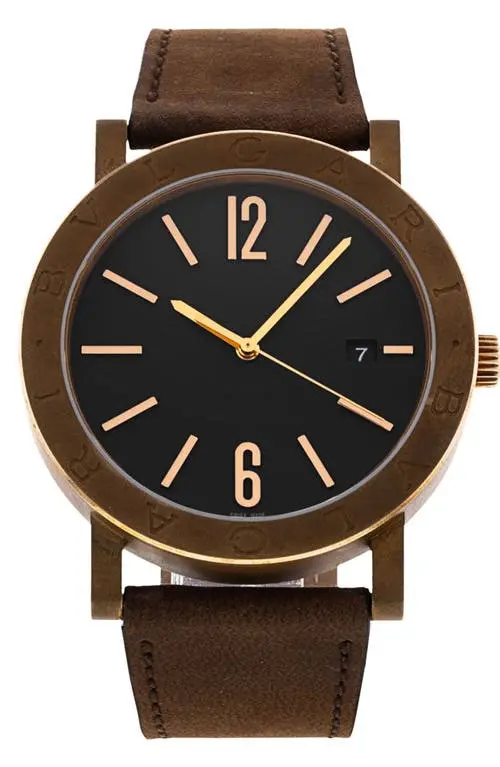 WATCHFINDER & CO. Solotempo Leather Strap Watch - Black/brown