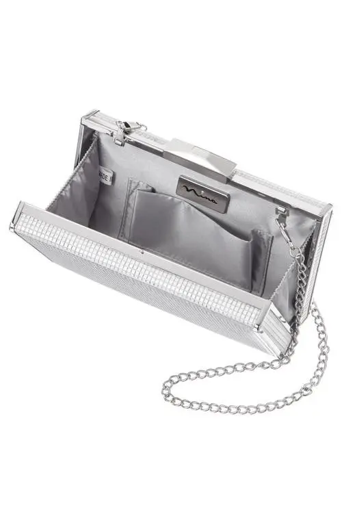 Nina Hillary Frame Clutch - Silver
