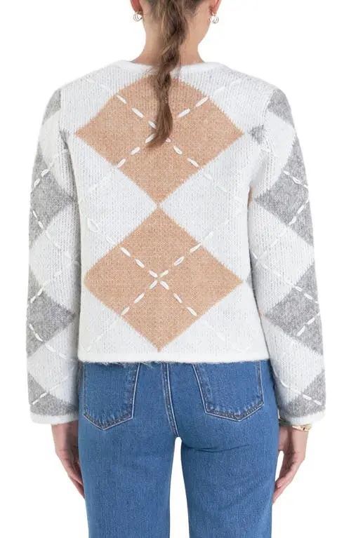 English Factory Argyle Knit Cardigan