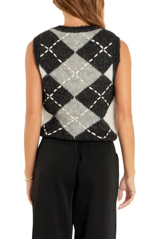 English Factory Argyle Sweater Vest - Black