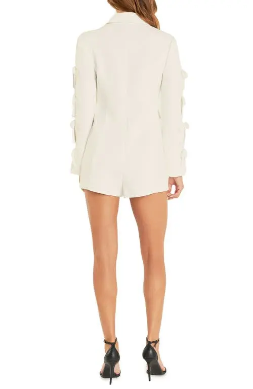 Endless Rose Bow Long Sleeve Blazer Romper - White