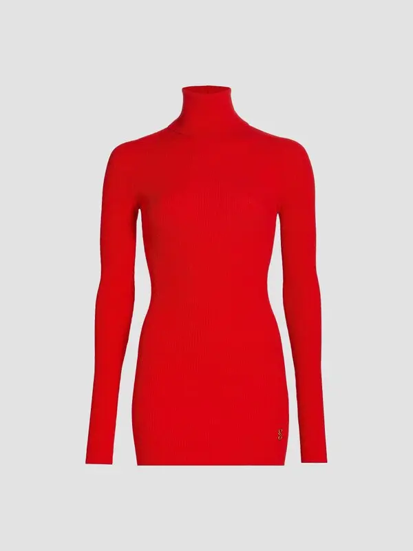 Proenza Schouler Fox Ribbed Turtleneck Top - Red