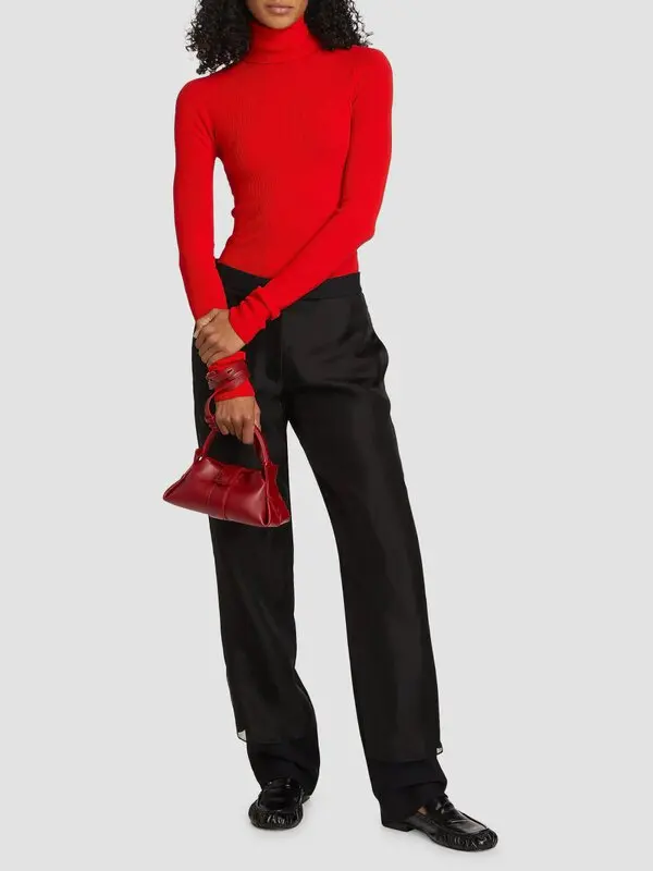 Proenza Schouler Fox Ribbed Turtleneck Top - Red