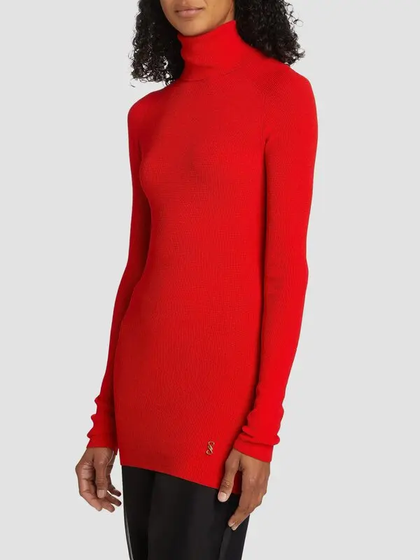 Proenza Schouler Fox Ribbed Turtleneck Top - Red