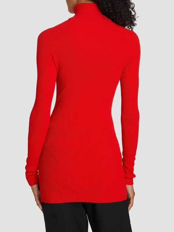 Proenza Schouler Fox Ribbed Turtleneck Top - Red