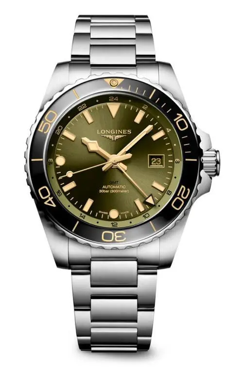 LONGINES Hydroconquest Gmt Automatic Bracelet Watch, 43mm - Stainless Steel/sunray Green