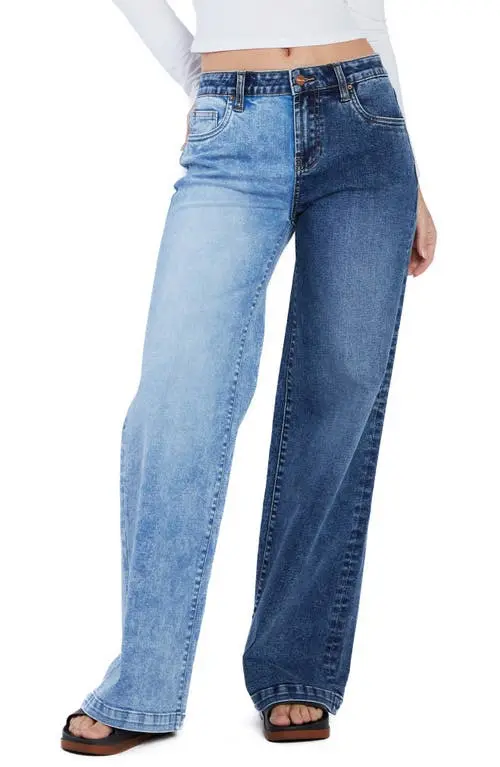 HINT OF BLU Two-tone Wide Leg Jeans - Cool Girl Blue
