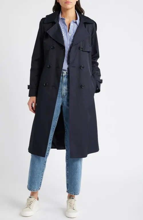 Sam Edelman Double-breasted Belted Trench Coat - Navy