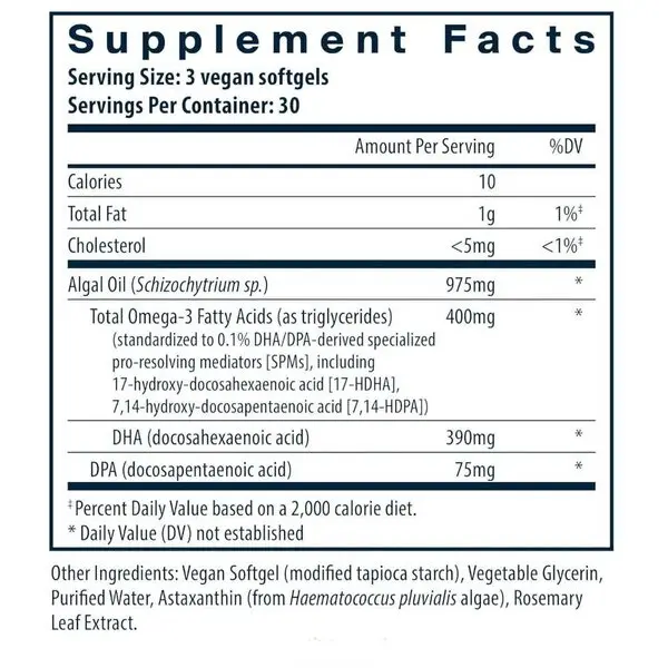 VITAL NUTRIENTS Ultra Pure Vegan Omega Spm+ 90 Softgels