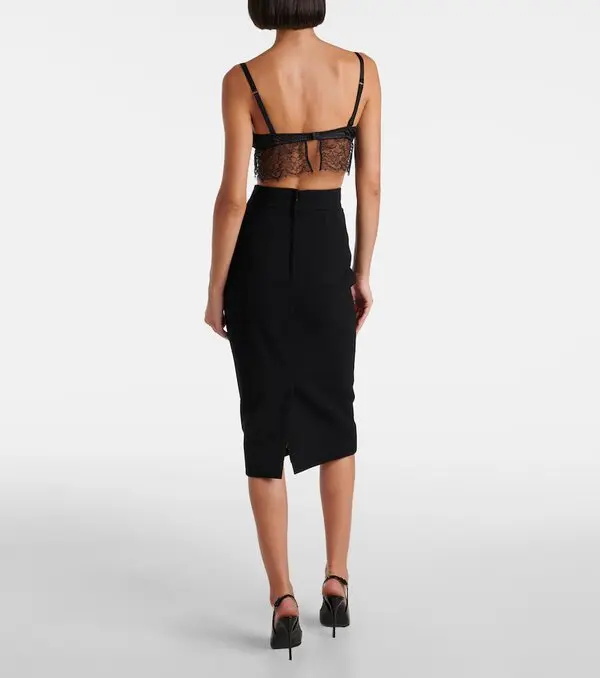 Dolce & Gabbana Lace-trimmed Satin Bralette - Black