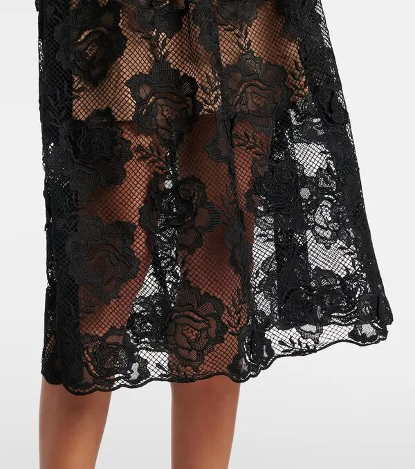 SELF-PORTRAIT Lace And Velvet Midi Dress