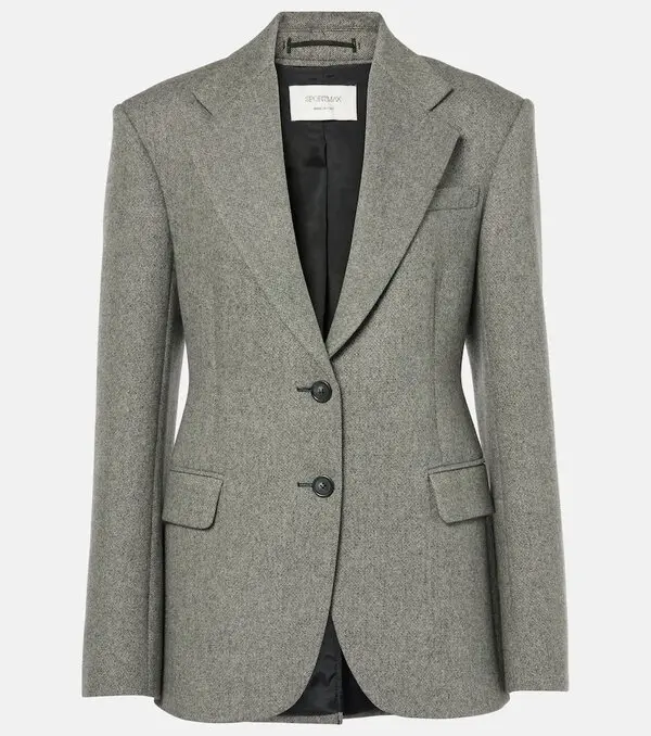 Sportmax Gel Wool-blend Tweed Blazer - Grey