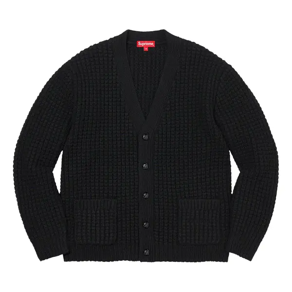 Supreme Waffle Knit Cardigan - Black | Editorialist
