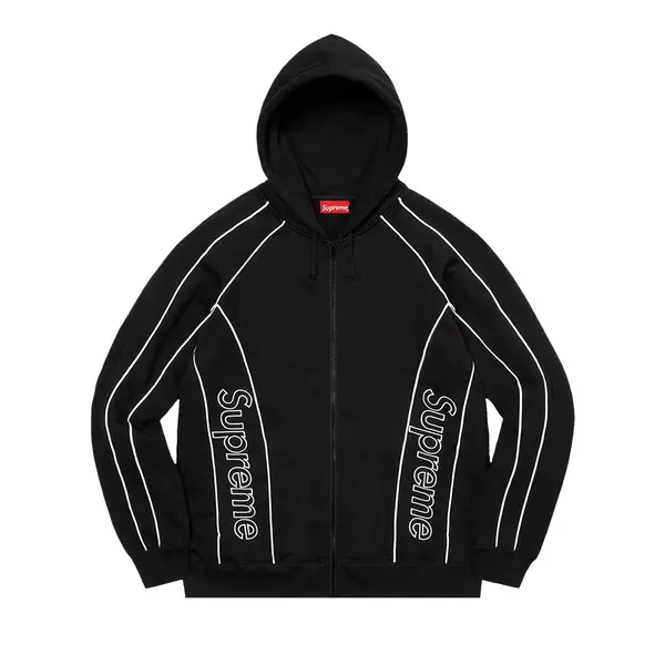 Supreme Track Paneled Zip Up Hooded Sweatshirt - Black