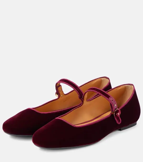 TOD'S Velvet Mary Jane Flats