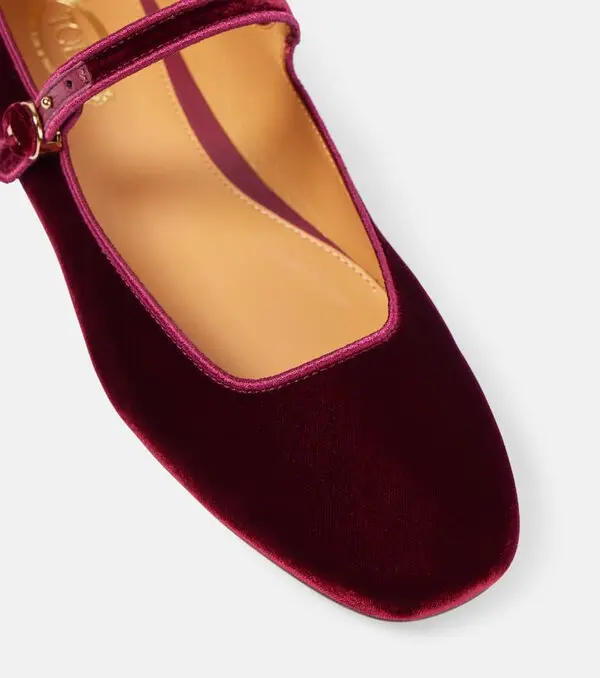 TOD'S Velvet Mary Jane Flats