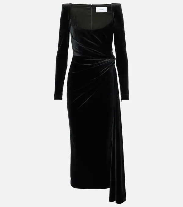 Alex Perry Draped Velvet Midi Dress