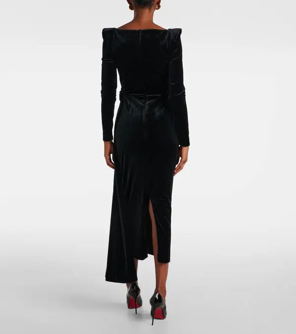 Alex Perry Draped Velvet Midi Dress
