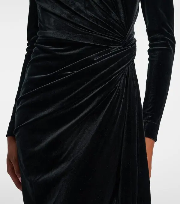 Alex Perry Draped Velvet Midi Dress