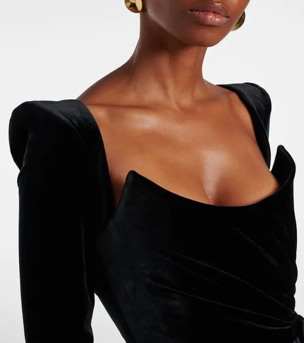Alex Perry Draped Velvet Midi Dress