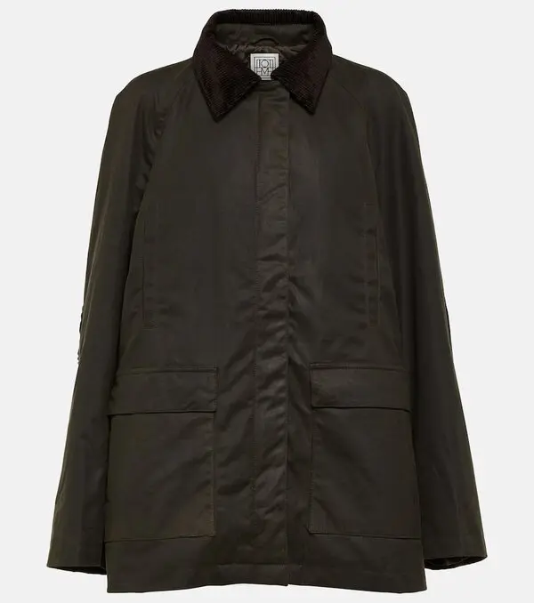 TOTEME Country Coated Cotton Jacket - Green