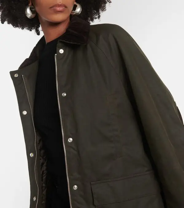 TOTEME Country Coated Cotton Jacket - Green