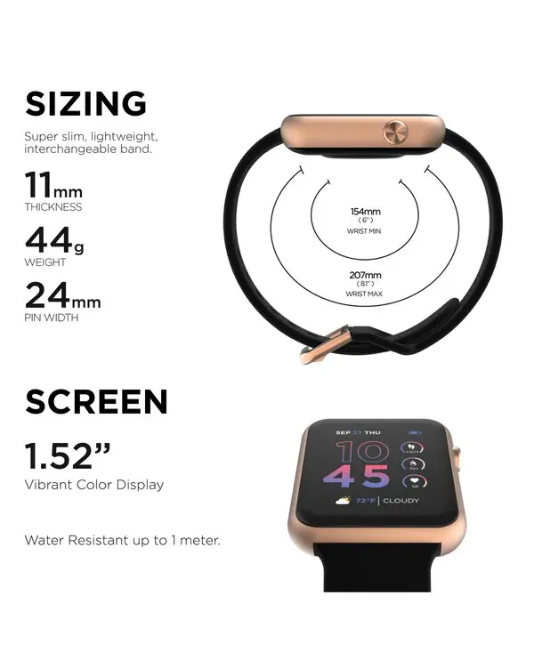 ITOUCH Air 4 41mm Silicone Strap Smartwatch - Black
