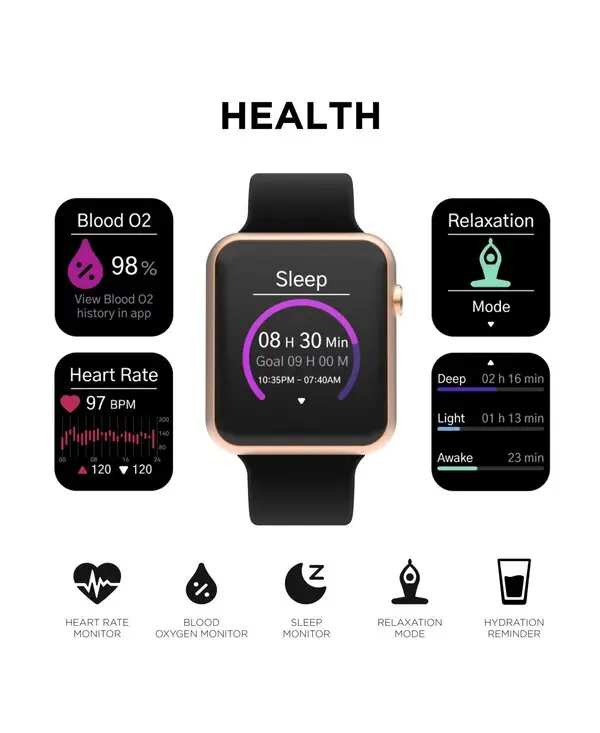 ITOUCH Air 4 41mm Silicone Strap Smartwatch - Black