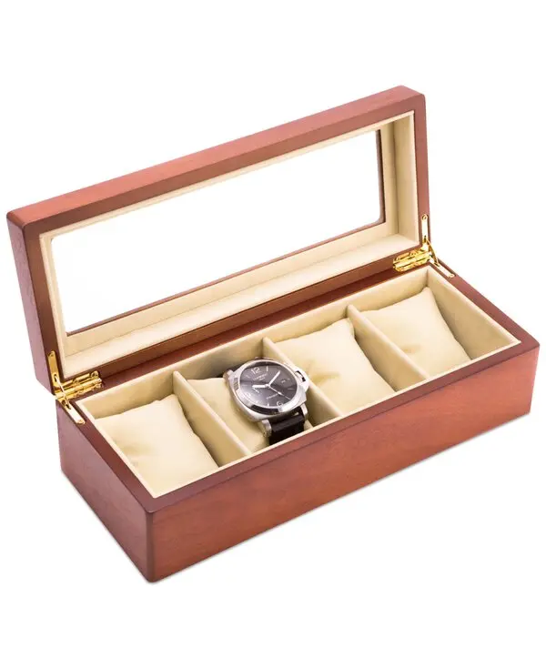 BEY-BERK Four-watch Box - Cherry Wood