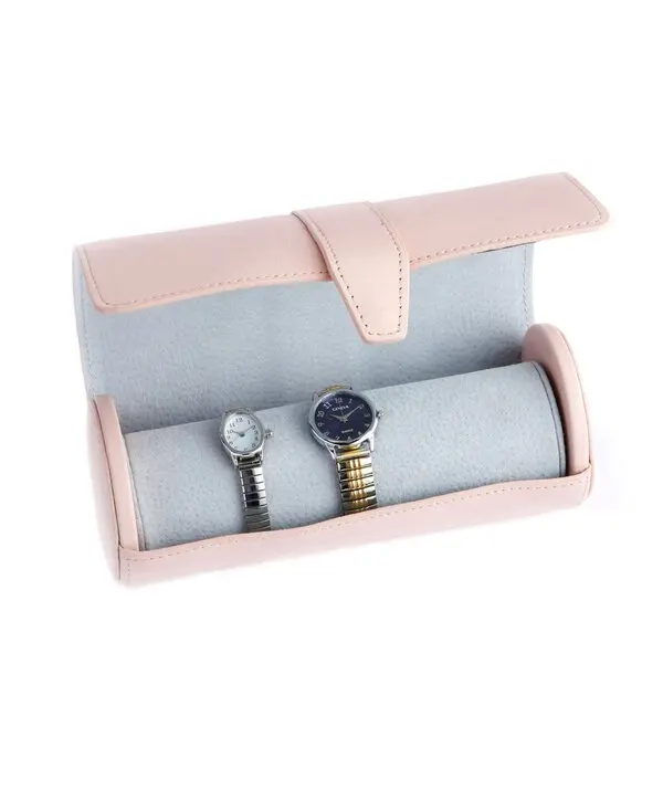 ROYCE NEW YORK Suede Lined Travel Watch Roll - Pink