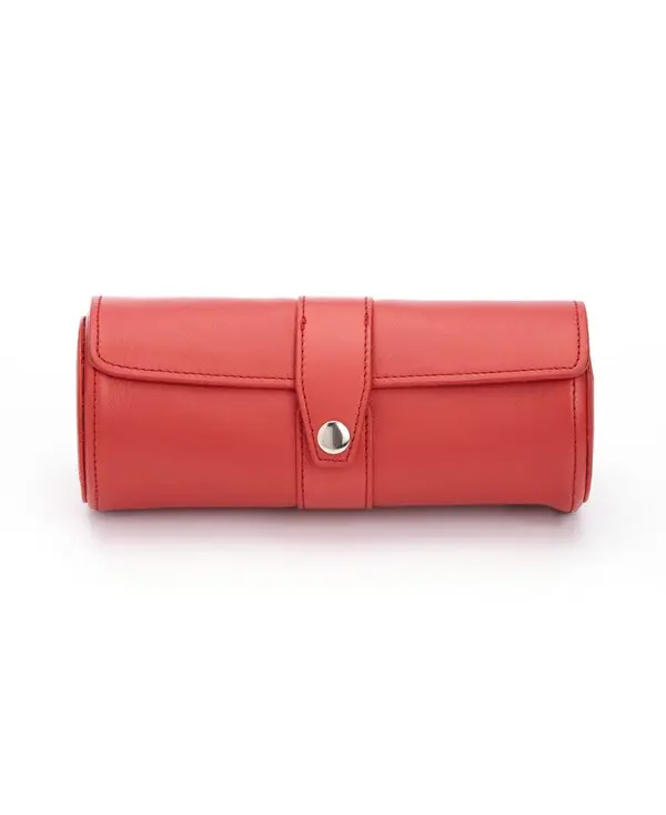 ROYCE NEW YORK Suede Lined Travel Watch Roll - Red