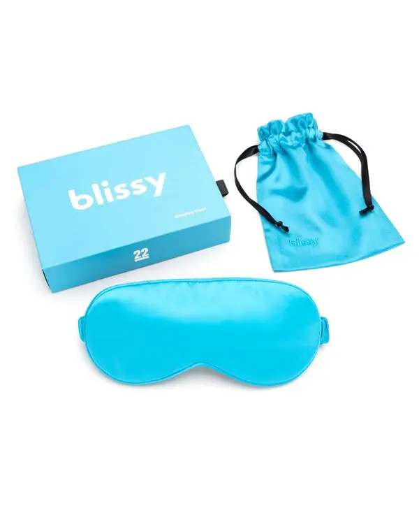 BLISSY Pure Silk Sleep Mask - Bahama Blue