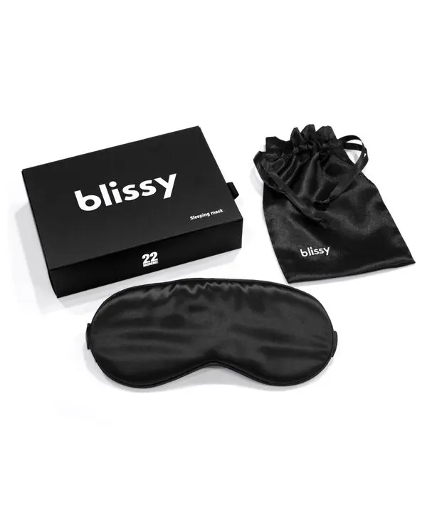BLISSY Pure Silk Sleep Mask - Black