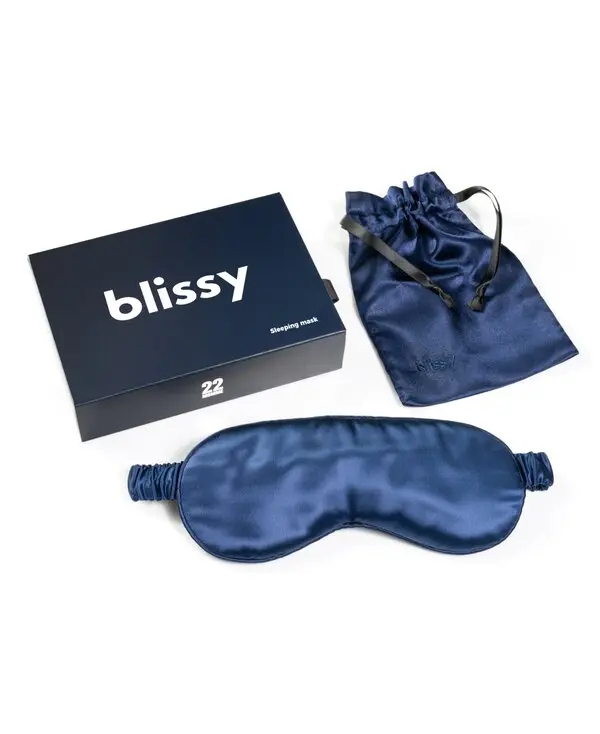 BLISSY Pure Silk Sleep Mask - Blue