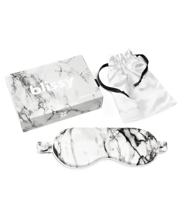 BLISSY Pure Silk Sleep Mask - Light Marble
